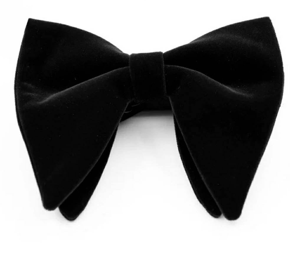 Jet Black Butterfly Velvet Bow Tie